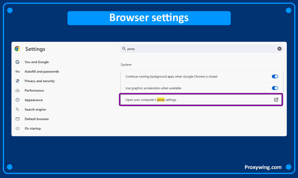 Setting up a proxy in the Google Chrome browser for Windows and macOS